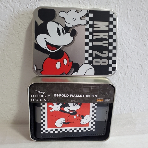 Disney | Bags | Disney Mickey Mouse Bifold Wallet In Tin | Poshmark